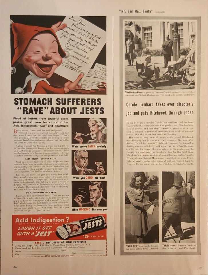 1941 Jests Tablets Acid Indigestion Vintage Ad 14 x 5 stomach ...