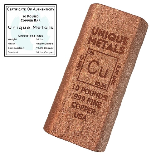 10 Pound Lb 160 Oz Cast Copper Bar 999 Fine Bullion Ingot Unique 10-pound-lb-160-oz-cast-copper-bar-999-fine-bullion-ingot-unique