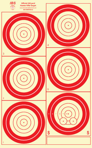 (12) IBS200HR 200 Yard Hunter Rifle Target, Red on Heavy Paper, 13" x ...