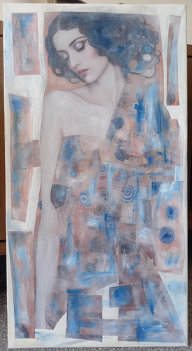 Large Original Mixed Media Oil On Canvas Painting Collage Alex Benson ...