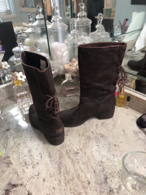 UGG Australia Cary Putty Leather Corset BOW Womens Brown Sz US 8.5 | eBay