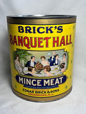 Antique 1920's Brick's Banquet Hall Mince Meat Original Paper Label On ...