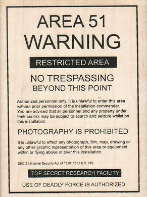 Area 51 Warning 3 1/4 x 4 1/4" Rubber Stamp, Area 51 Stamp, Alien Stamp ...