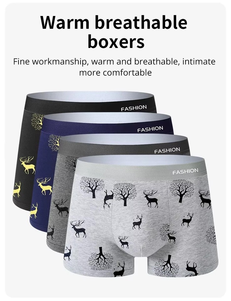 4 Pack Mens Boxer Underwear Boxers Shorts Underpants Drawers Breathable ...