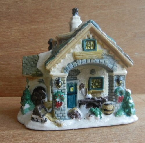 COBBLESTONE CORNERS 2003 HOUSE W/WOOD PILES VILLAGE ACCESSORY GLITTERED ...