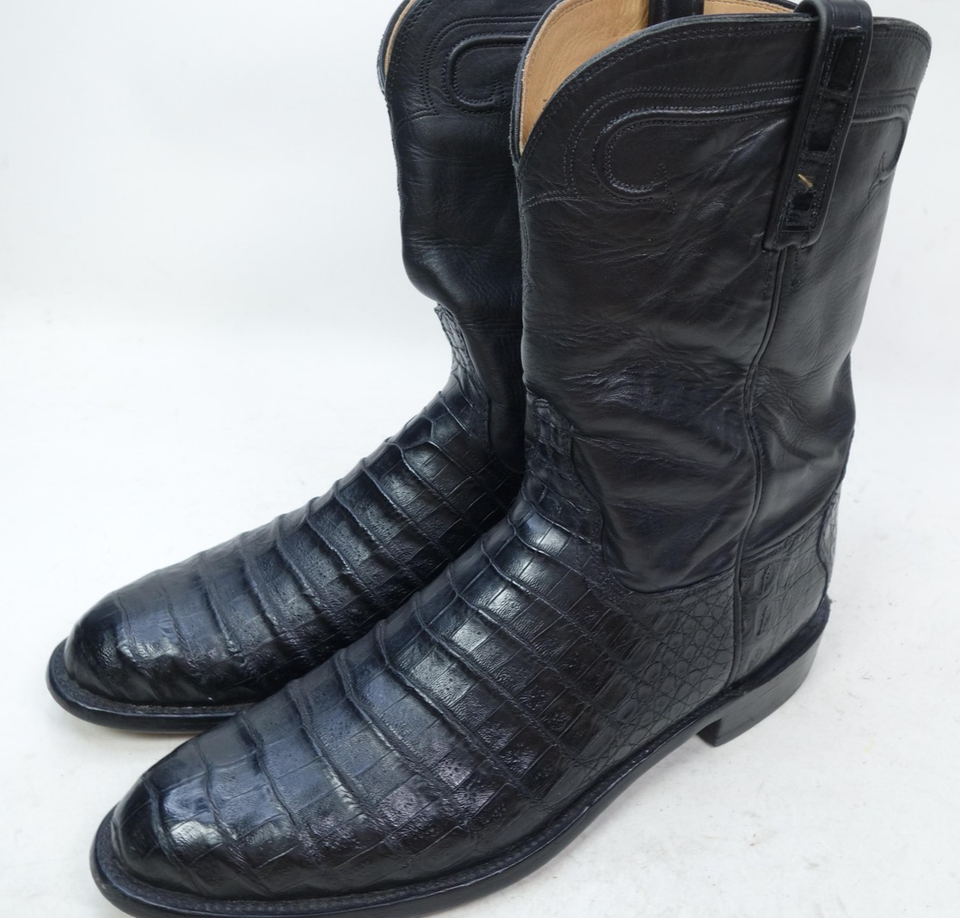 Lucchese Roper Boots Alligator Skin Men Size 13 E Black Heritage HL3000 ...