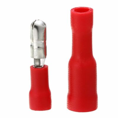 100X Red Male+Female Plug In Connector Bullet Crimp Terminals Wiring ...
