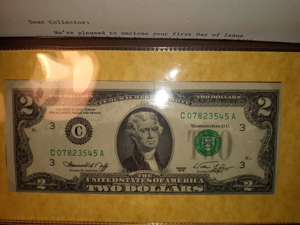 Franklin Mint US Two Dollar Bicentennial Commemorative Bill Authentic ...