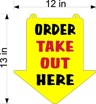 ORDER TAKE OUT HERE SIGN YELLOW PLEXI GLASS ARROW RESTAURANT | eBay