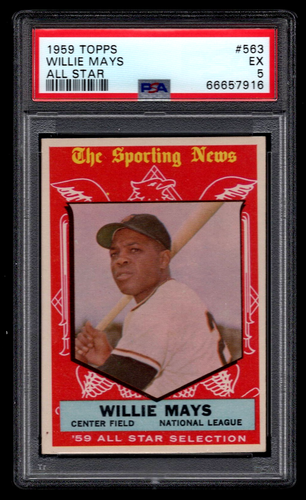 WILLIE MAYS 1959 TOPPS BASEBALL ALL-STAR CARD #563 PSA 5 EX CENTERED ...