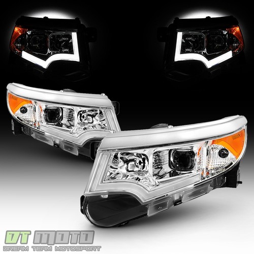 Chrome 2011-2014 Ford Edge Chrome Halogen LED DRL Projector Headlights ...