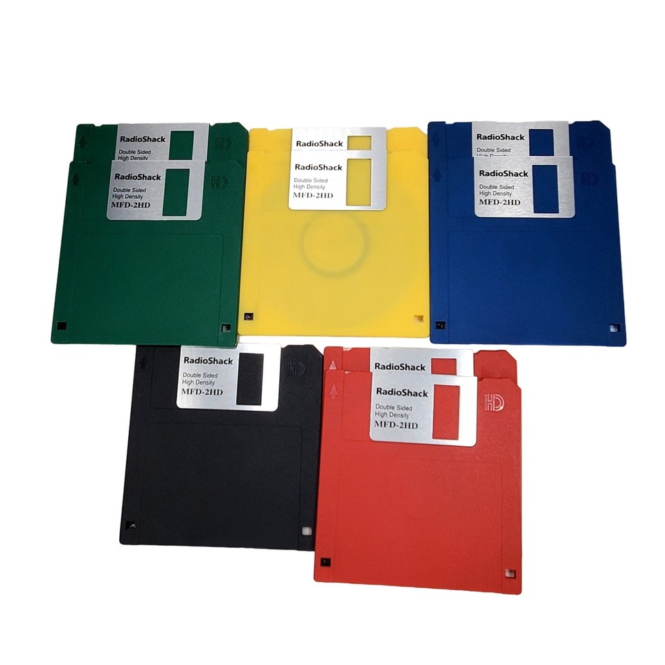 Vtg Radio Shack Floppy Diskettes 1.44 MB/2HD 3.5" Pack 9 Color Coded 26 ...