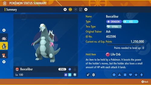 Shiny Baxcalibur 6IVs Tera Type: Steel Pokémon Scarlet and Violet | eBay