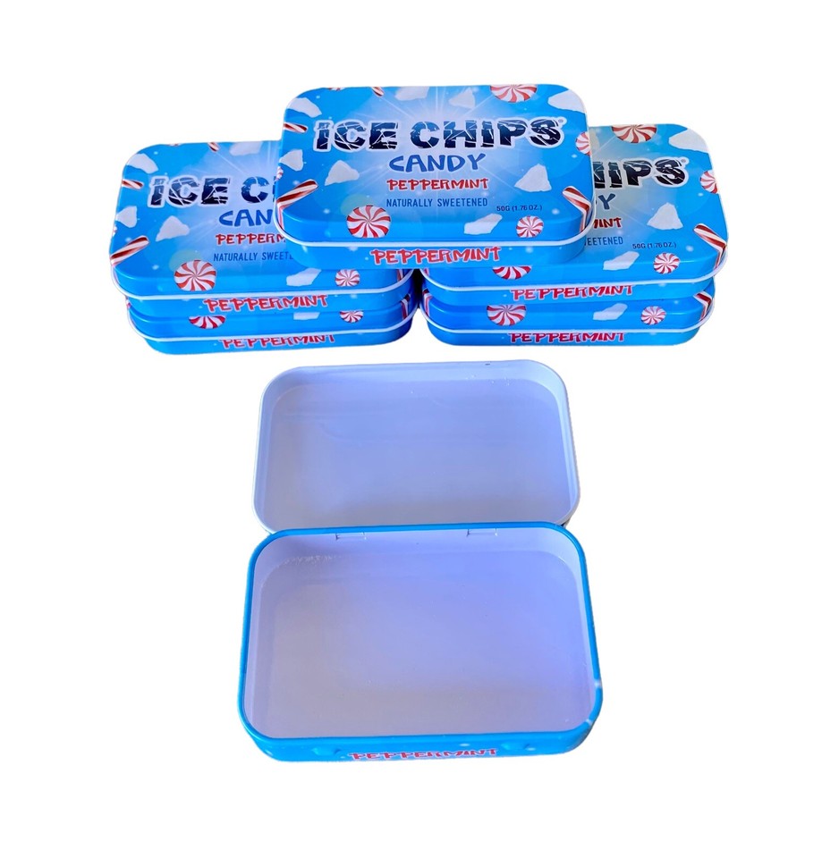 6 Empty Tins Fishing Sewing Beading Crafts Ice Chips Candy Made In USA ...