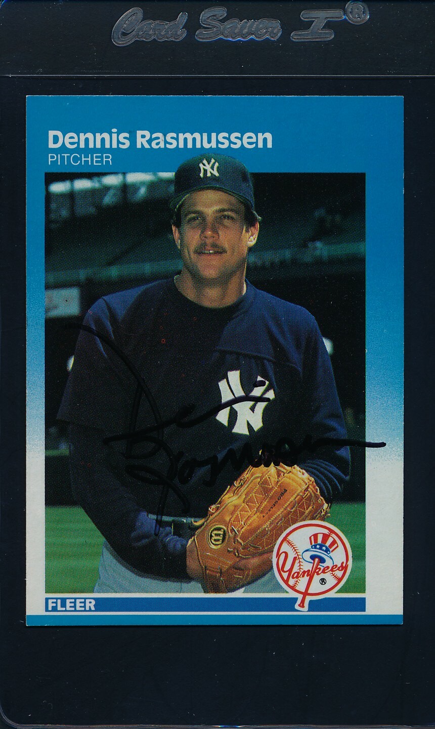 1987 Fleer #110 Dennis Rasmussen Yankees Signed Auto *29681 | eBay