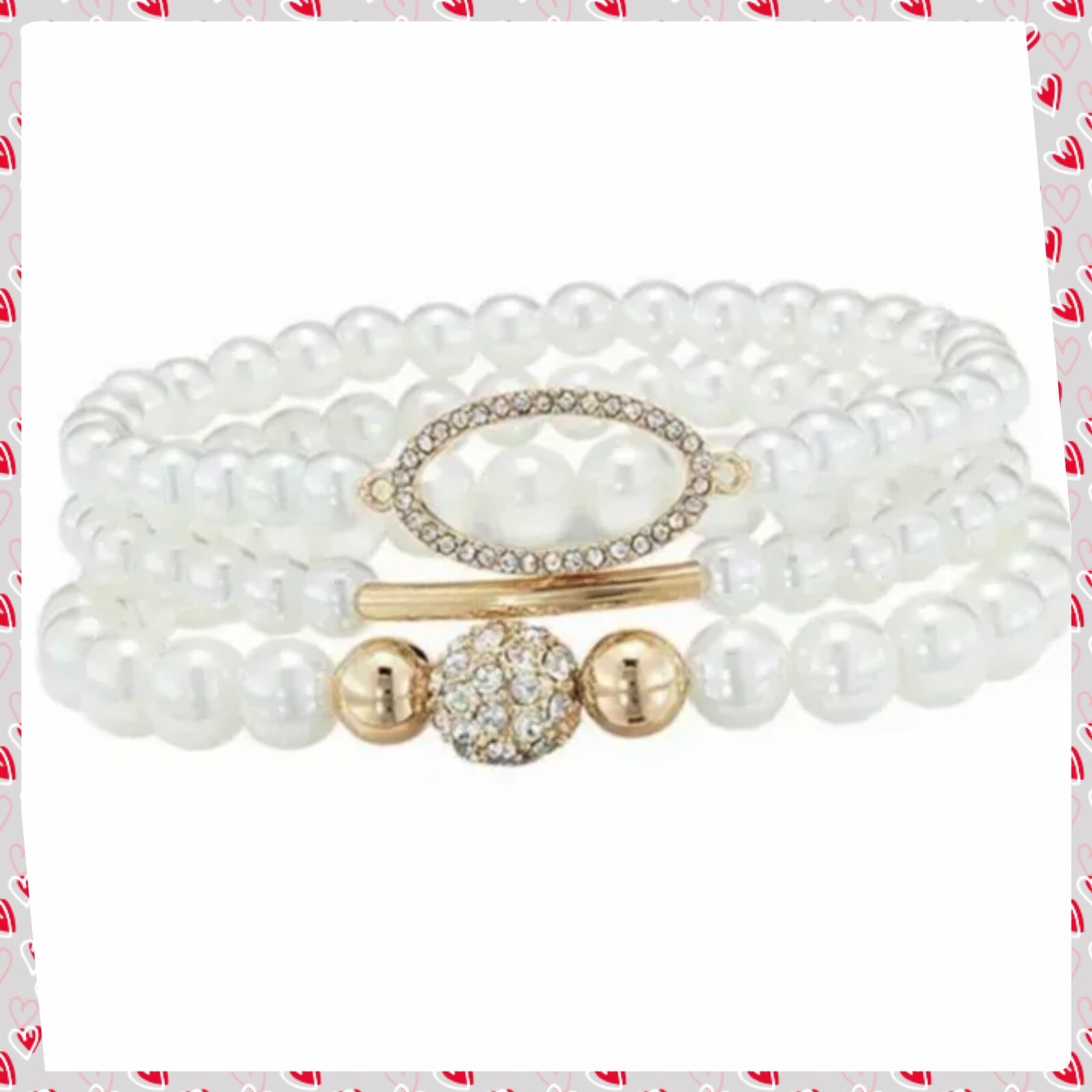 AVON STUDIO 1886 GOLDEN PEARLY STRETCH BRACELET SET NIB FREE SHIPPING ...