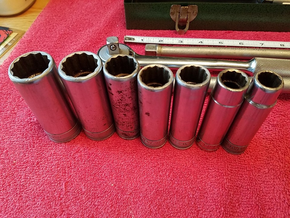 SK TOOLS SK WAYNE SK 1/2" DRIVE SAE SOCKET SET 27 PC 12 PT W/METAL BOX ...