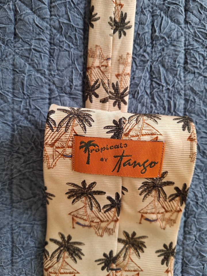 Tropicals by Tango Mens Tie Gold With Palm Trees | eBay