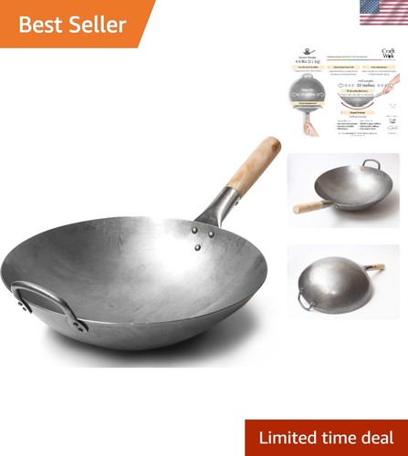 Hand Hammered Carbon Steel 14-Inch Round Bottom Wok - Authentic Chinese ...