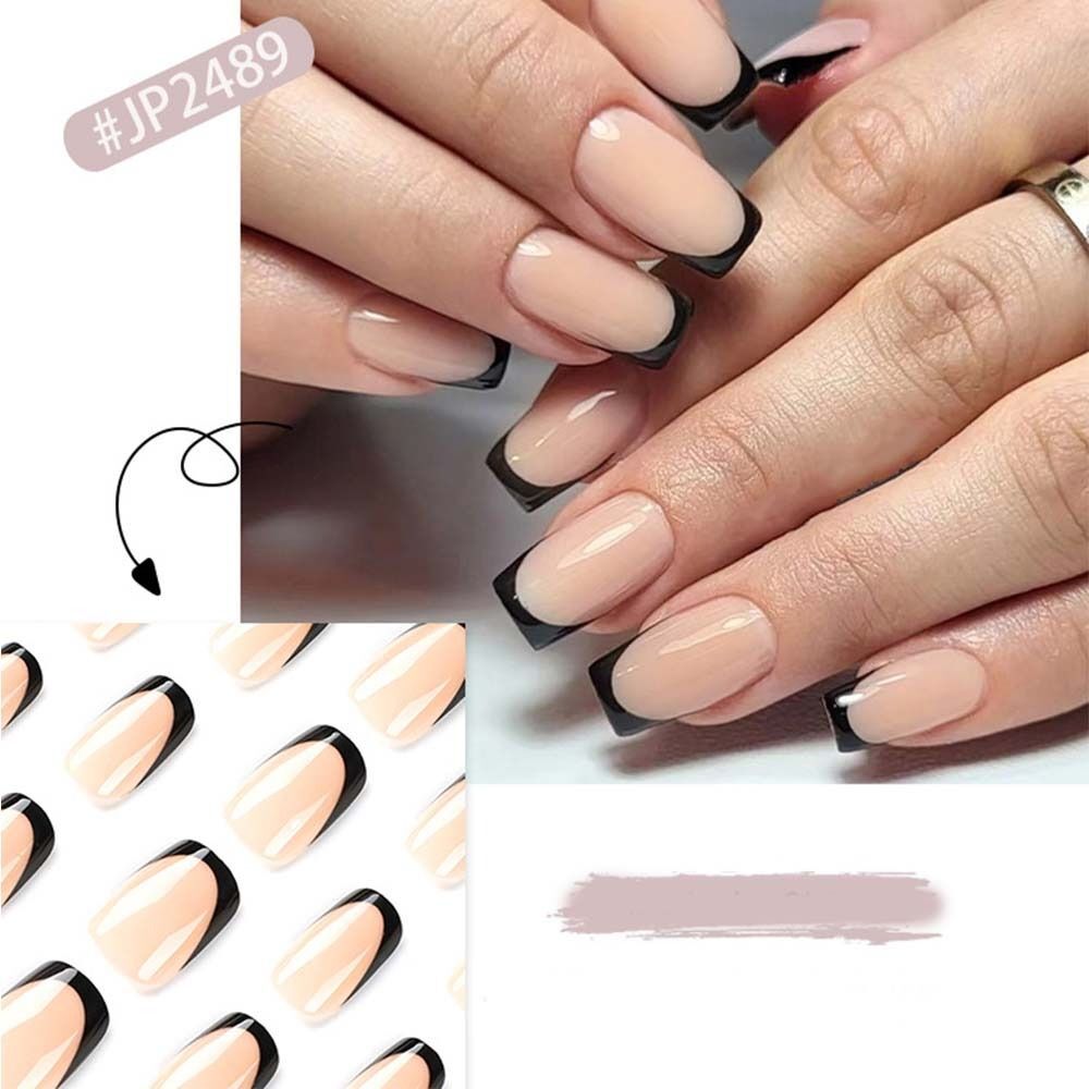 French Fake Nials Short Square Nail Tips New Press on Nails Women Girls ...