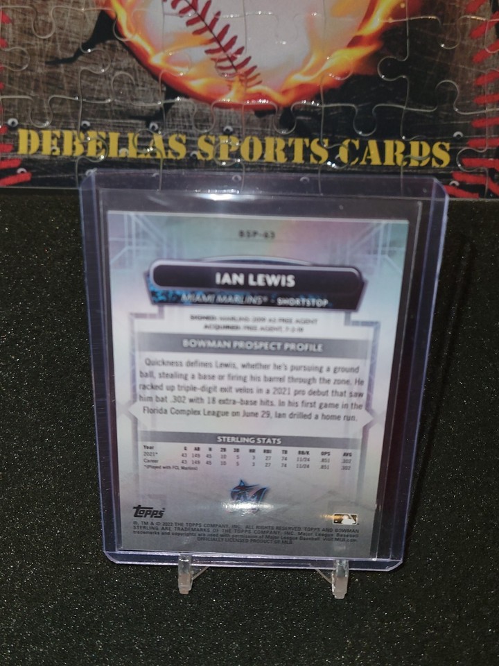 IAN LEWIS 2022 Bowman Sterling Pink Ref /75 BSP-63 MIAMI MARLINS | eBay