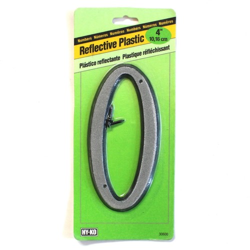 NEW Deadstock Vintage 4" Reflective Plastic House Number 0 Zero Hy-ko ...