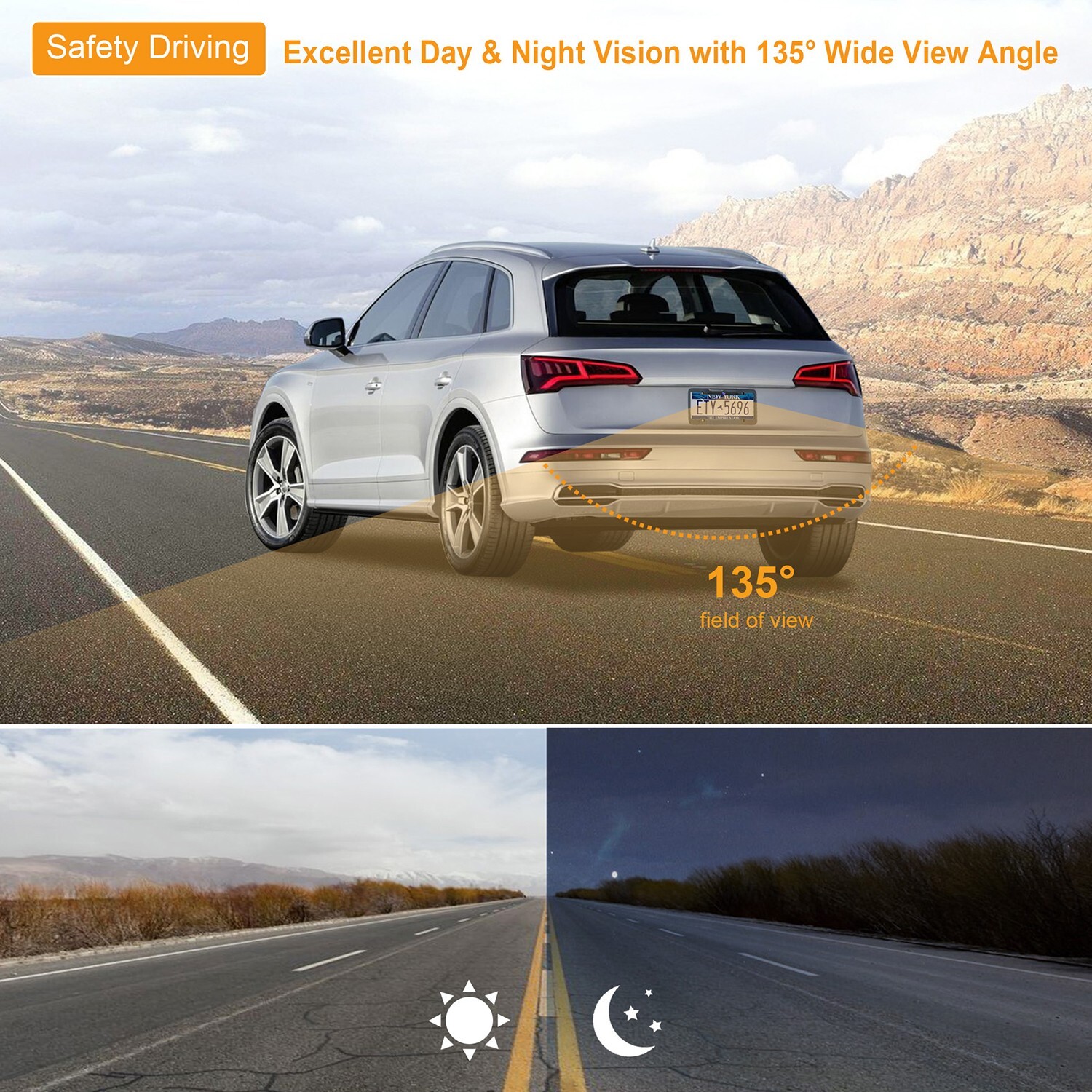 Wireless Waterproof HD Solar License Plate Rear View Backup Camera ...