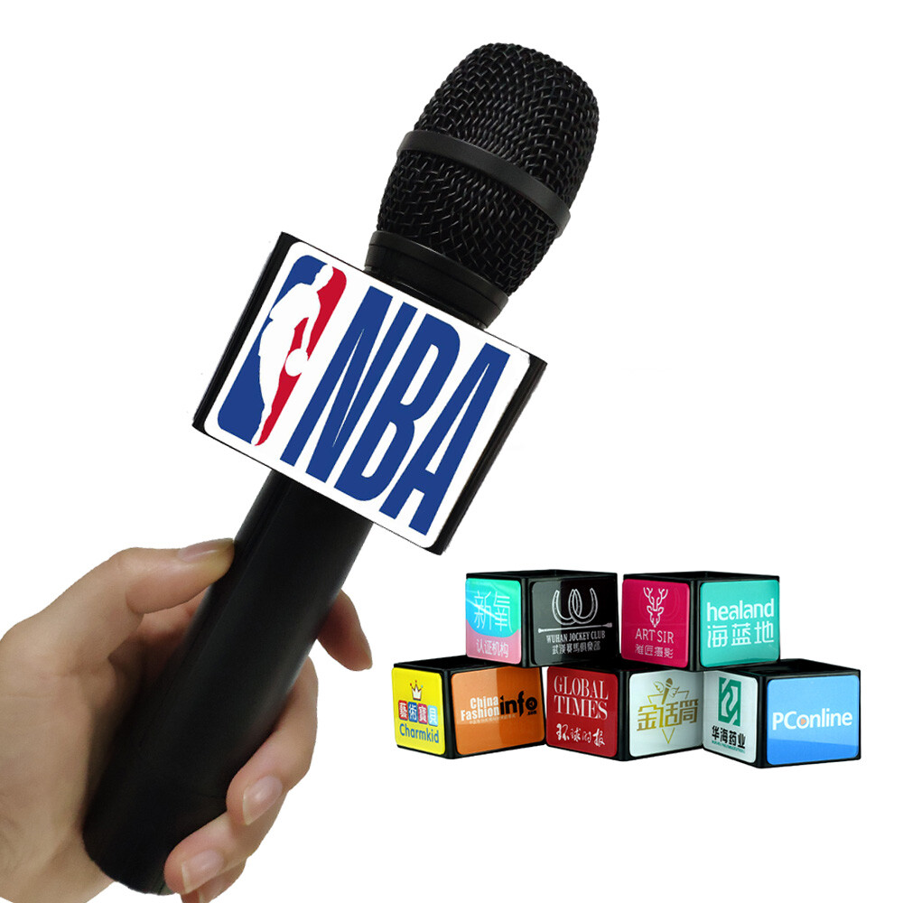 Custom Mic Logo Flag TV interview Microphone News Square Cube Sticker ...