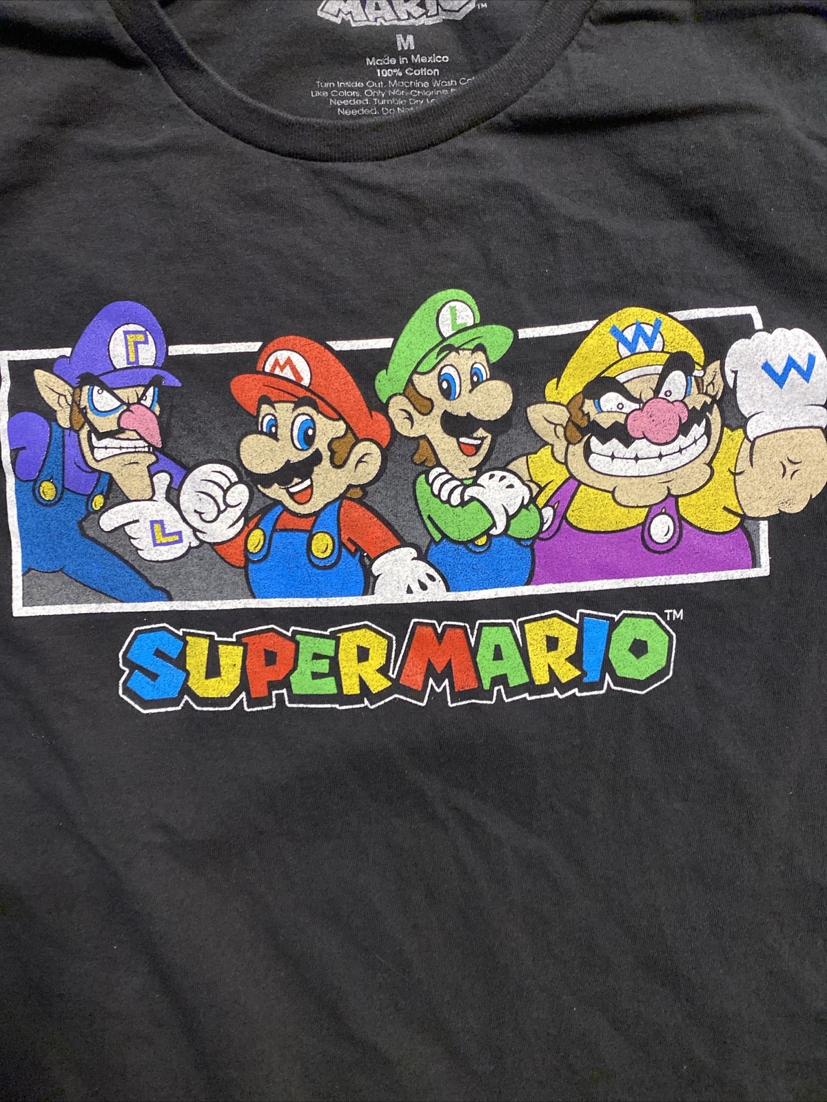 Super Mario Characters Black T-Shirt Size Medium - Gem