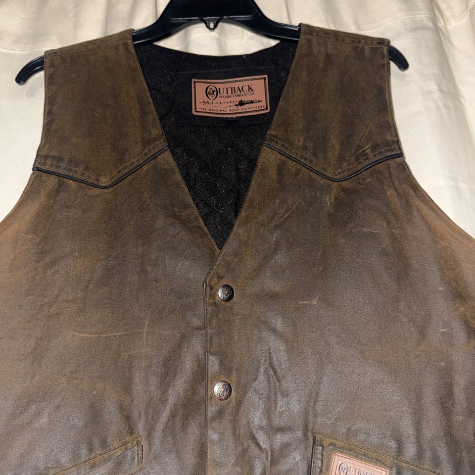 Men’s Medium Outback Trading Company Cliffdweller Brown Oilskin Vest ...