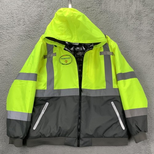 Utility Pro Jacket Mens 3XL Yellow Gray Hi Vis Reflective Hooded Warm ...