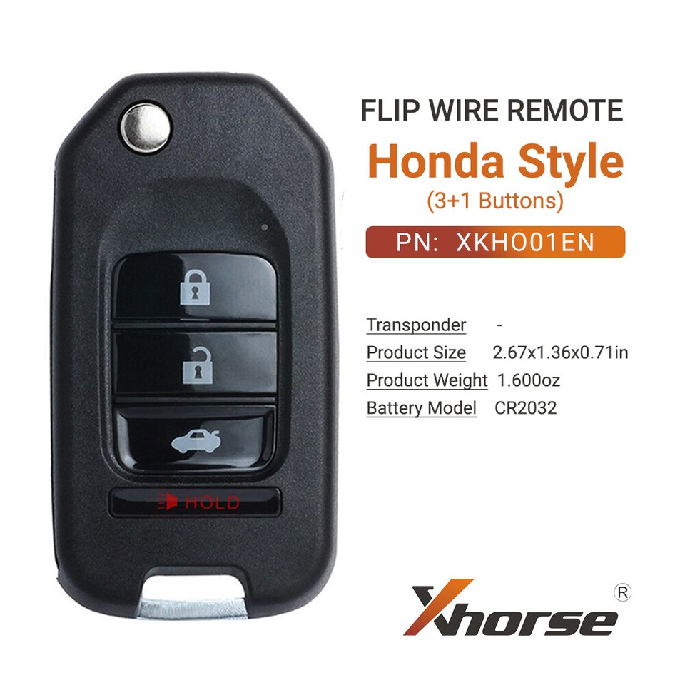 5x Xhorse Universal Wire Flip Remote For Honda Style 3+1 Buttons ...