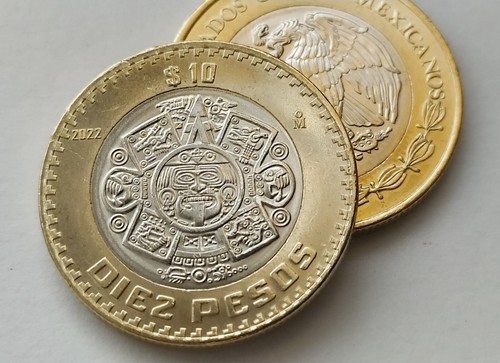 $10 Pesos 2022 Mexican Coin in BU condition MEXICO $10 PESOS Bi-Metal ...