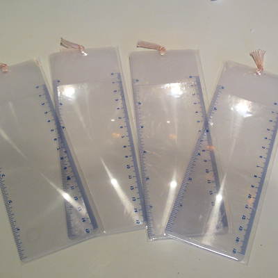 Lot of 4 Large Bookmark Magnifier-2x- inch and mm ruler 7" long-Pink ...