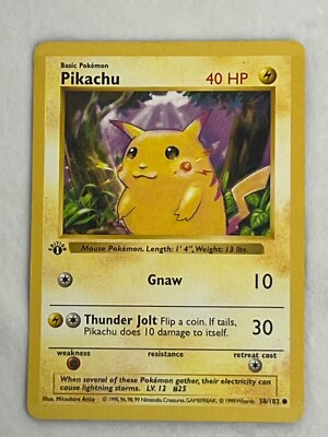 Pikachu #58/102 1st Edition (Red Cheeks) - Pokémon Base Set | eBay