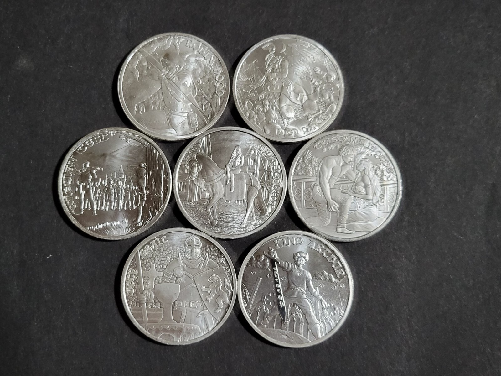 7 OZ Silver * The Complete Set (7) 1 OZ Rounds of the Medieval Series ...