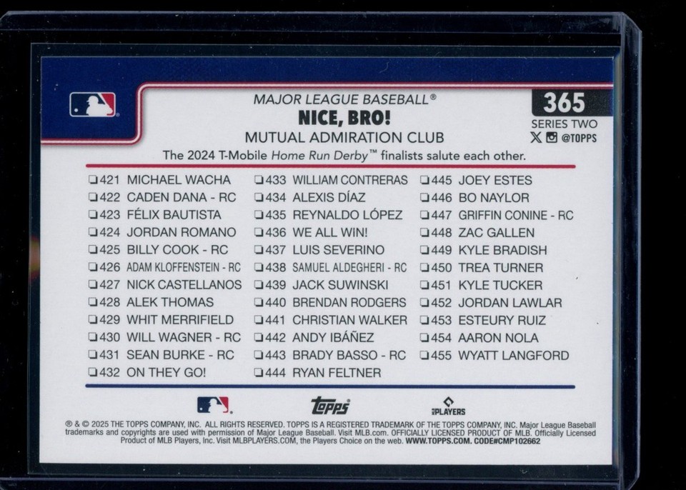 2025 Topps Series 2 #365 Nice, Bro! Mutual Admiration Bobby Witt ...