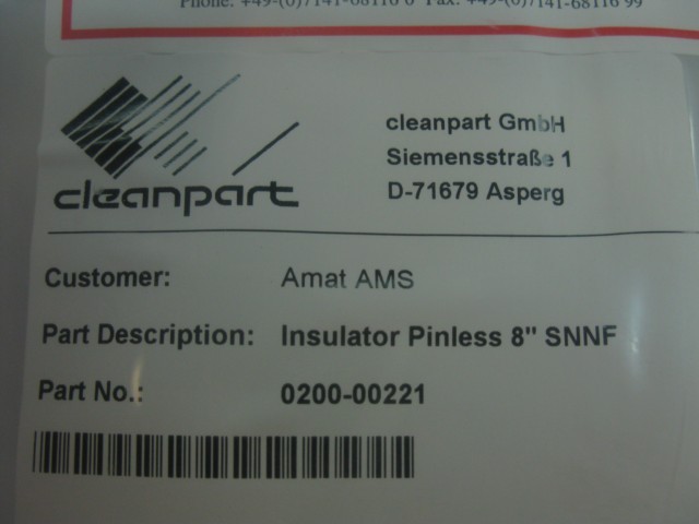 Applied Materials/AMAT 0200-00221 Insulator Pinless 8" SNNF | eBay