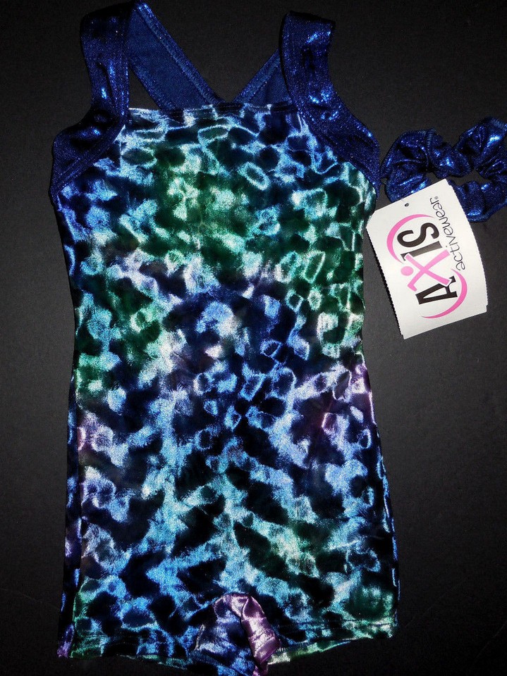 Axis Gymnastic Dance Shorty Unitard Biketard Textured Velvet Girls Szs ...