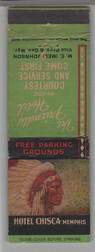 Matchbook Cover - Vintage Hotel Hotel Chisca Memphis, TN | eBay