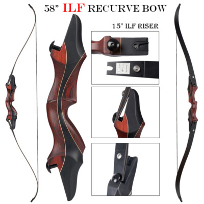 58" ILF Recurve Bow 20-50lbs 15" Wooden Riser Archery Hunting Target ...