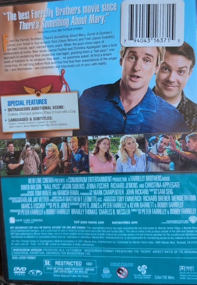 HALL PASS DVD Owen Wilson & Jason Sudeikis Brand NEW SEALED ...