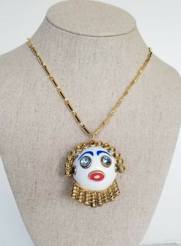 Rare Uterque Spain Double Sided Porcelain Face Gold Tone Statement 35 ...