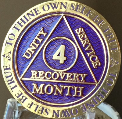 4 Month AA Medallion Reflex Purple Gold Plated Sobriety Chip Coin | eBay