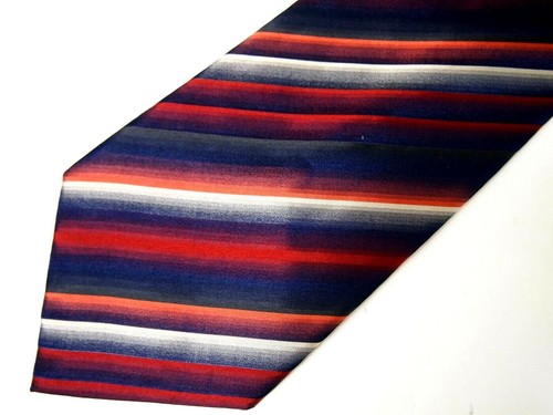 Vtg Croft & Barrow Mens Necktie Tie Orange Navy Blue Grey Striped Stain ...