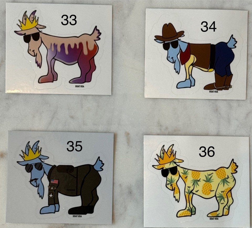 GOAT USA Stickers - Pick your chosen GOAT! (48 choices) New, rare ...
