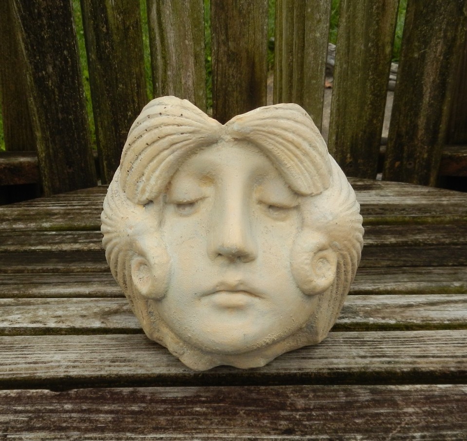 Vintage Handmade Signed Artist Hayes Parker Lady Seashell Stone Planter ...