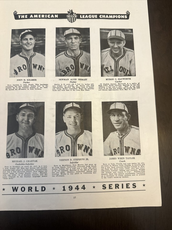 1944 World Series Browns vs Cardinals Program - RARE | eBay