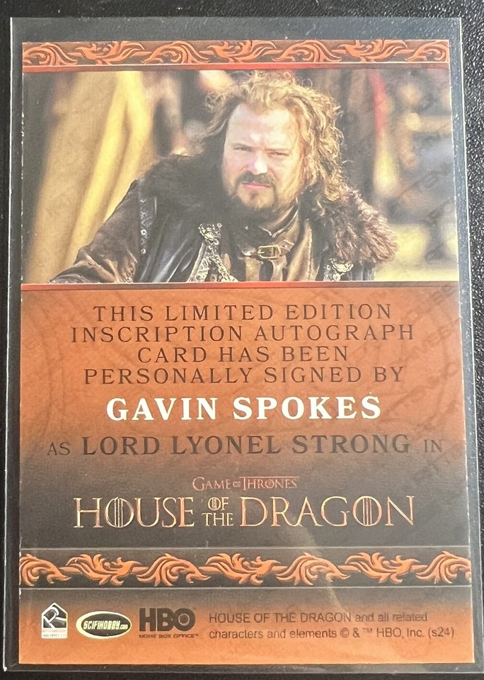 RITTENHOUSE HOUSE OF THE DRAGON INSCRIPTION AUTO GAVIN SPOKES LORD ...