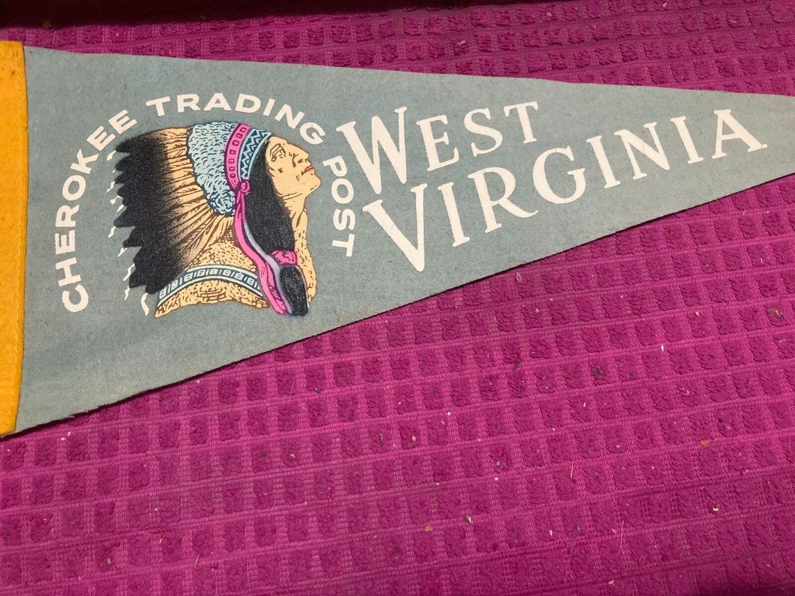 Rare VINTAGE CHEROKEE TRADING POST WEST VIRGINIA WV PENNANT - Indian ...